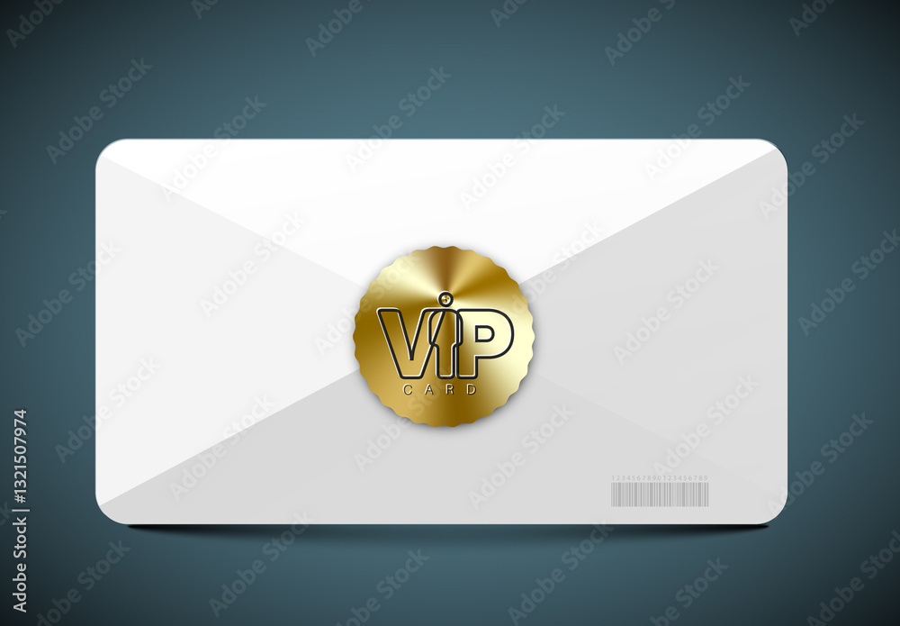 Elegant white VIP Membership Card Template with golden tag and place ...