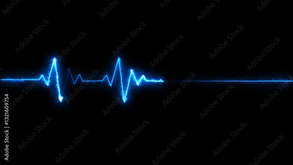 ECG monitor beating heart with a neon electrocardiogram overlay ...