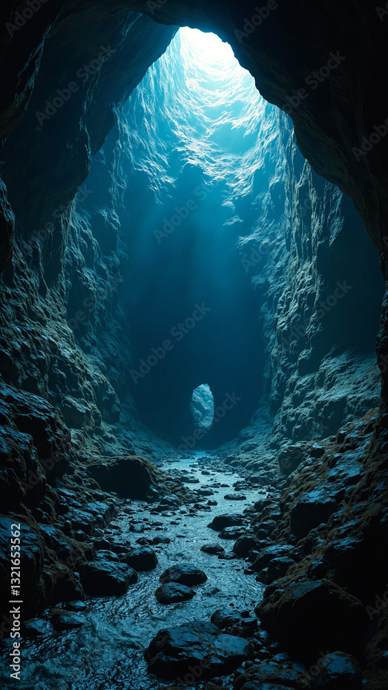 Photo & Art Print Step into enigmatic abyss of a deep cavern, where ...