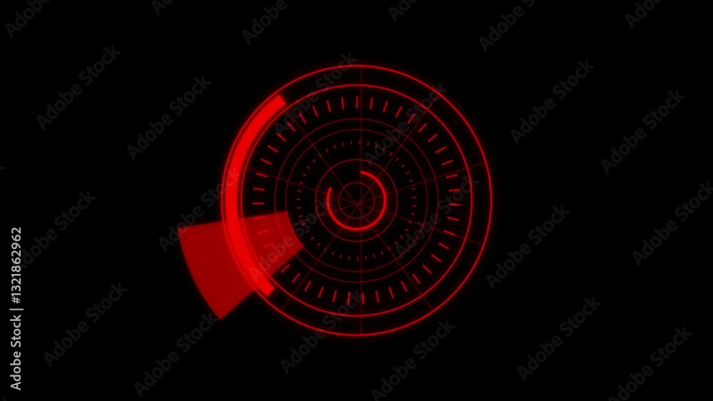 Radar screen animation on black background. Radar point to detect enemy ...