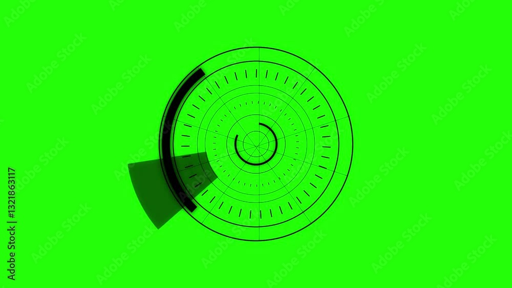 Radar screen animation on green background. Radar point to detect enemy ...