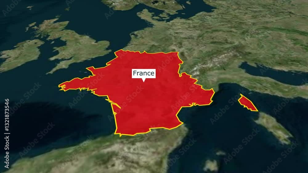 Argentina map animation with France flag highlighted border color, 3d ...