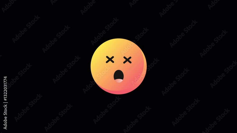 4K Animated dead emoji with X eyes and open mouth. Transparent ...