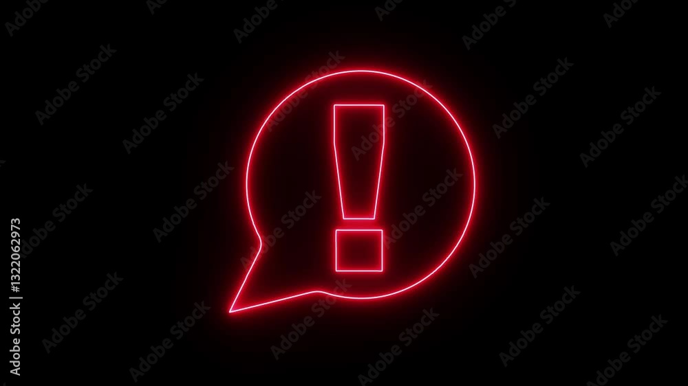 Neon warning sign exclamation mark animated danger warning sign ...