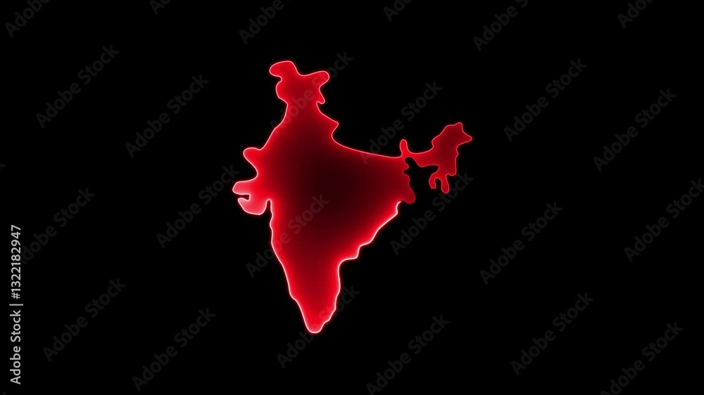 Neon line India Map Borders Outline Loop Background. Neon line Colored ...