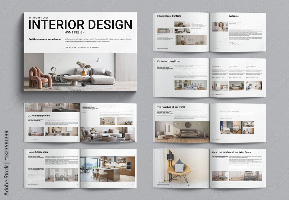 Interior Home Design Brochure Template Landscape Stock Template | Adobe ...
