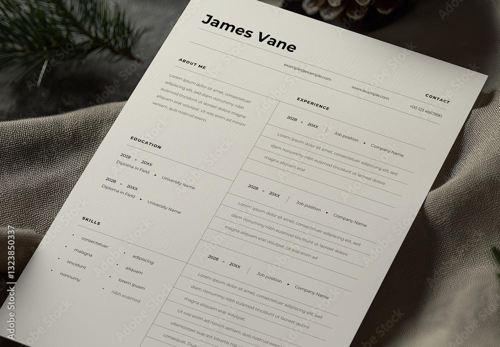 Clean and Professional Resume Layout With Minimal Style Stock Template ...