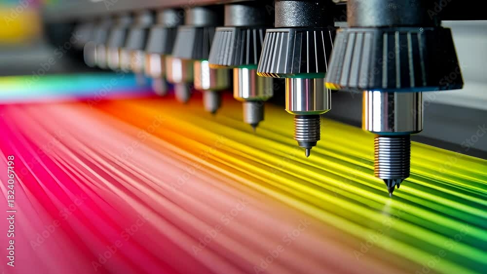 Precision plotter printing calibrating cmyk heads depositing ink key ...