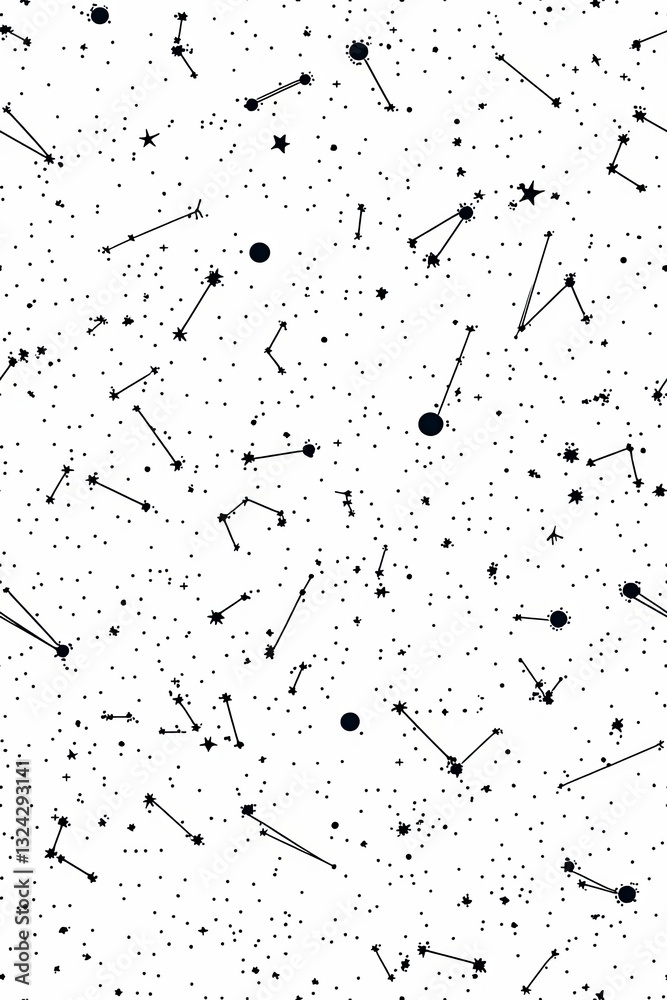 Photo & Art Print Vertical Stars, comets, and constellations, simple ...