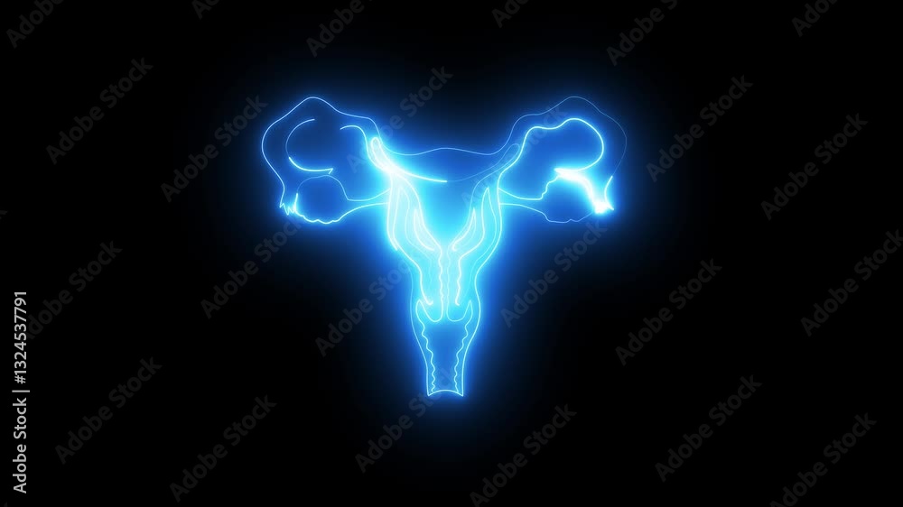 Human Female Reproductive System with Nervous System and neon uterus ...
