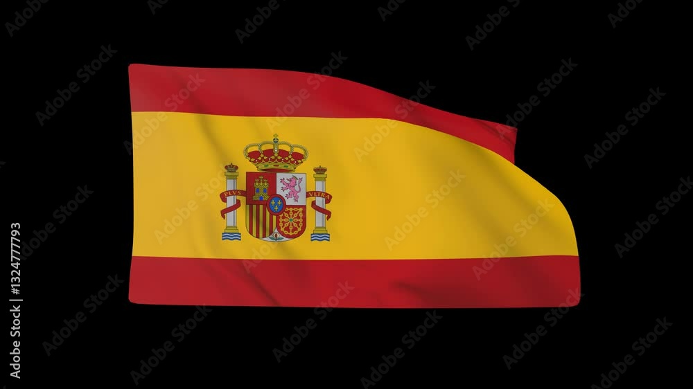 Spain flag seamless loop animation on transparent background. 4K Alpha ...