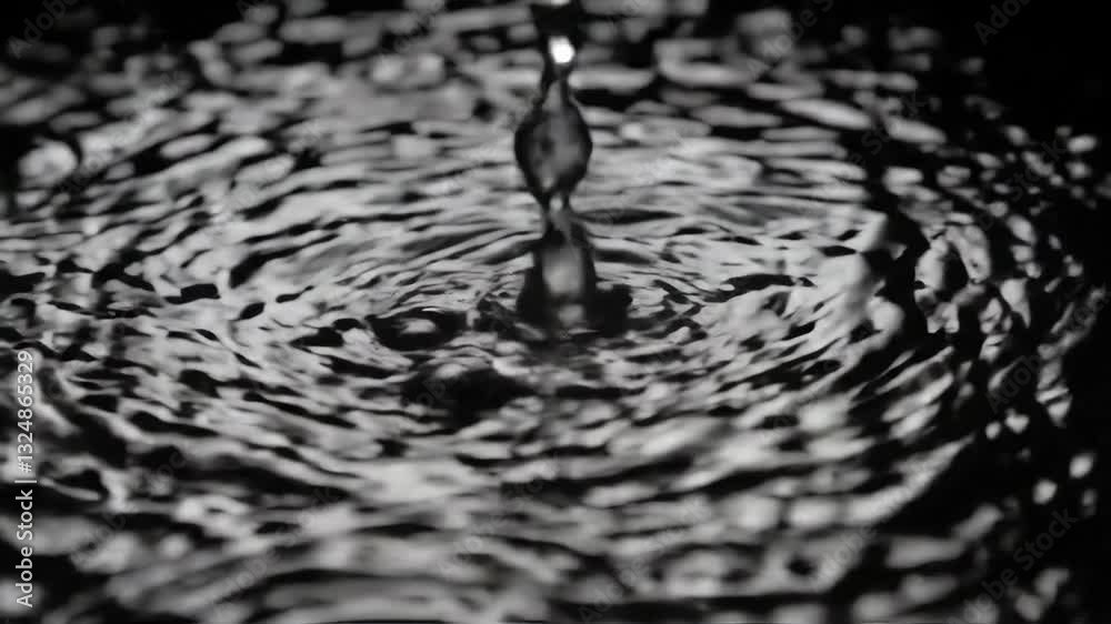 Water flow visualization in black and white background. Abstract fluid ...