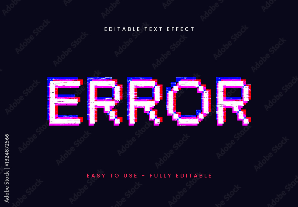 Blue and Red Pixelated Glitch Text Effect Stock Template | Adobe Stock