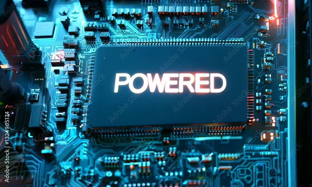 CPU Connection with Motherboard. Futuristic Colorful AI Accelerated ...