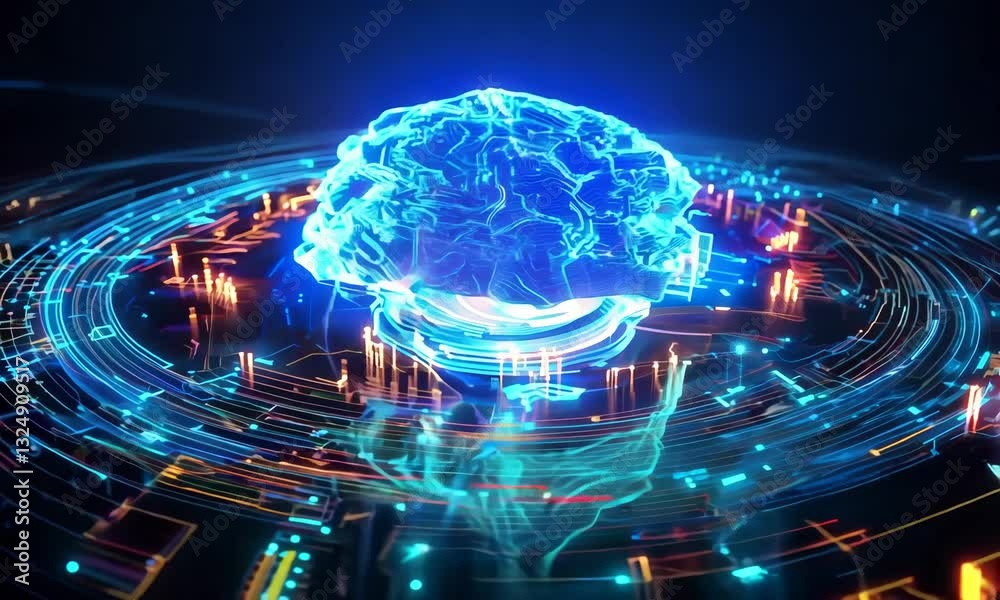 CPU Connection with Motherboard. Futuristic Colorful AI Accelerated ...