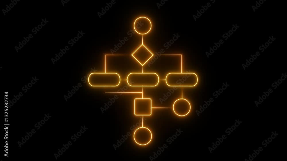 Neon bright Block diagram, analysis scheme, logic, algorithm, flowchart ...
