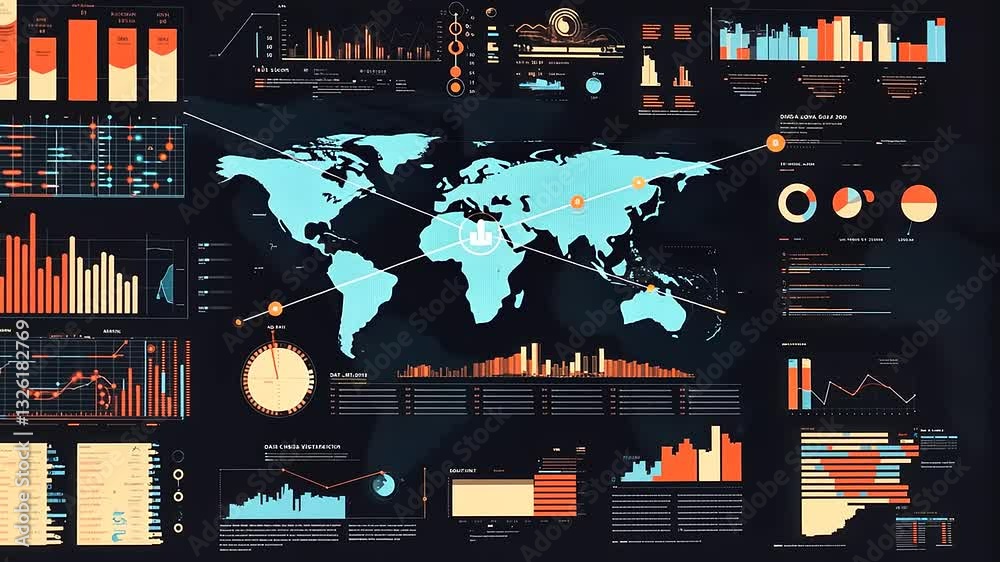 Global Data Visualization Infographic Overview with Various Charts and ...