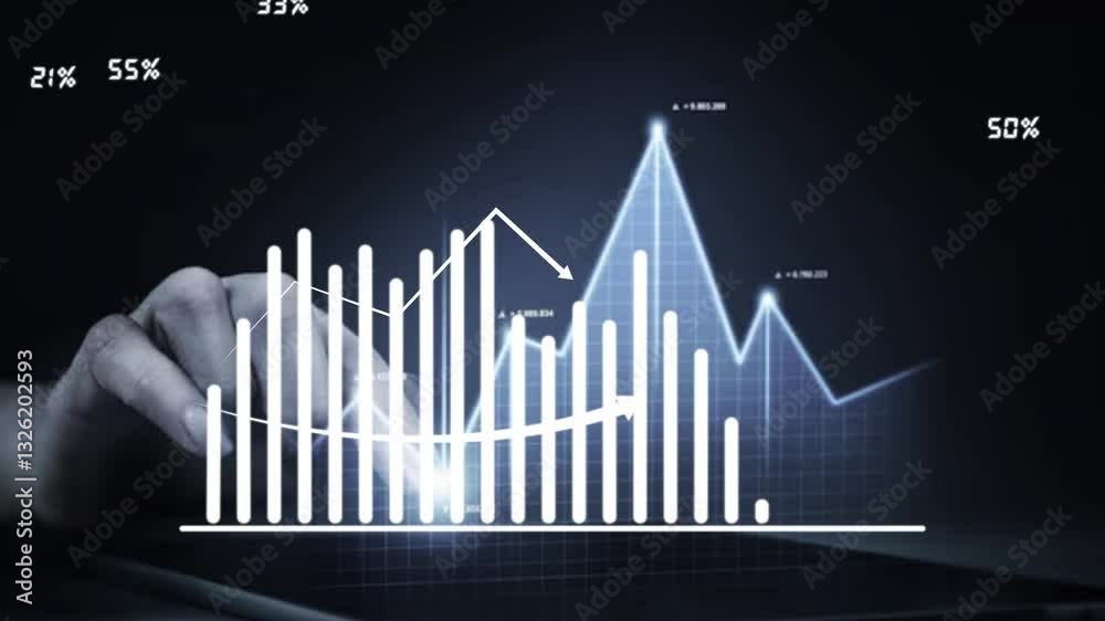 professional business graph and white color line direction animation ...