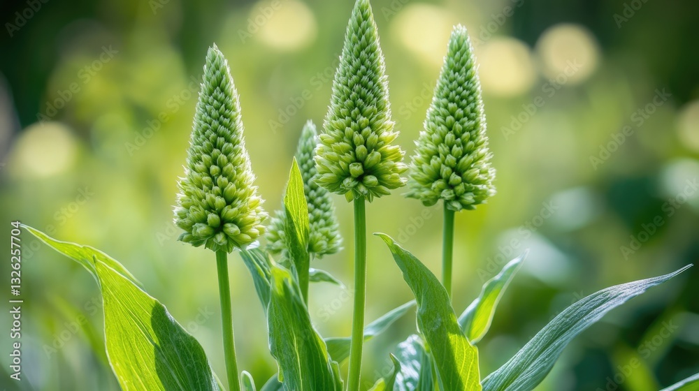 Poster Broadleaf Plantain: Closeup of Green Foliage in Natural Garden ...