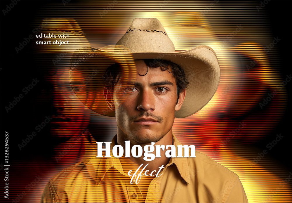 Hologram Photo Effect Stock Template | Adobe Stock