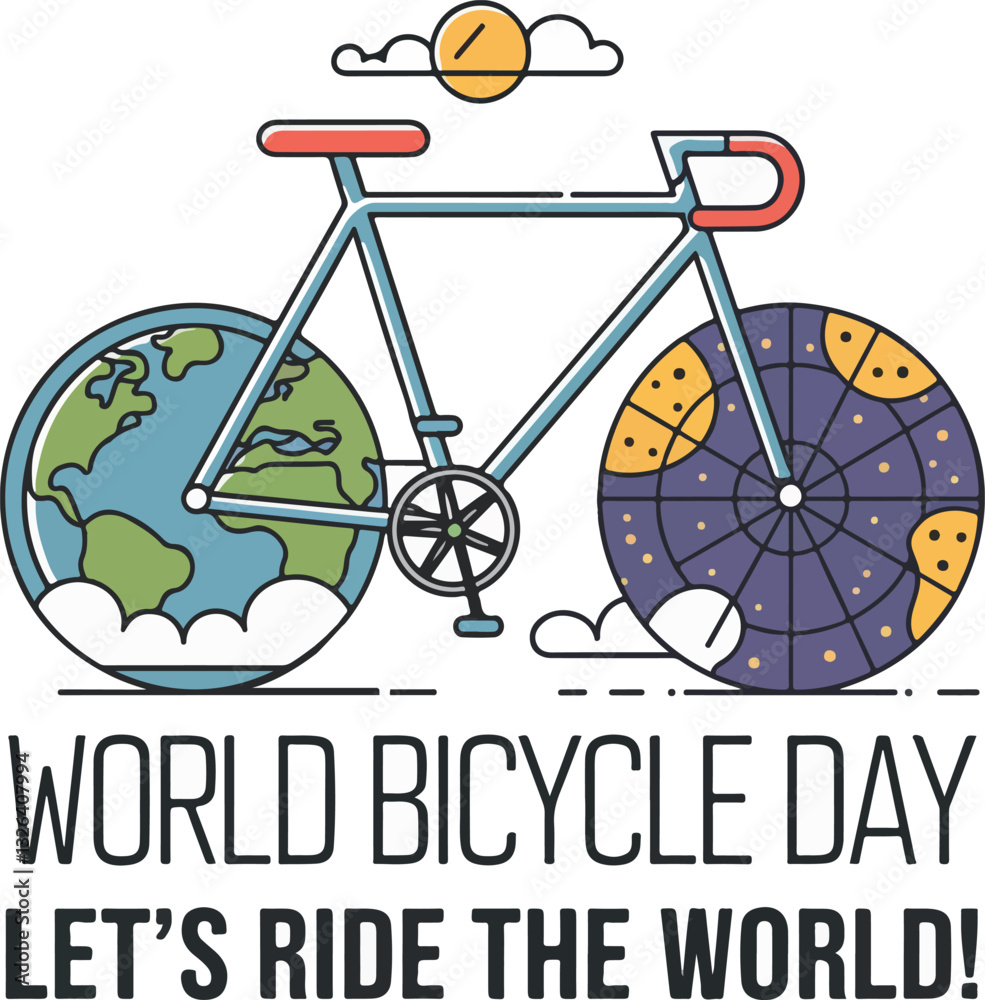 Poster World Bicycle Day Card, Poster. Vector illustration – Wall Art ...
