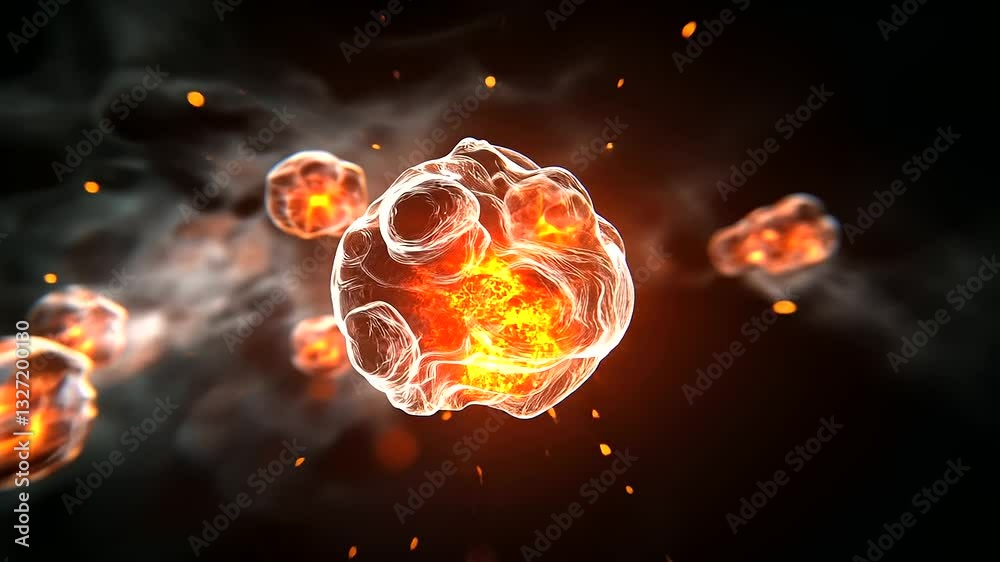 Scientific D model of leukemia cells, depicting their irregular form ...
