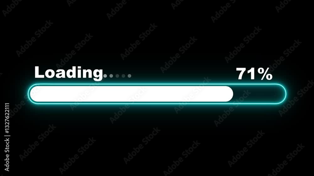 loading bar animation on black background. Sending bar. Status bar loading process indicator ...
