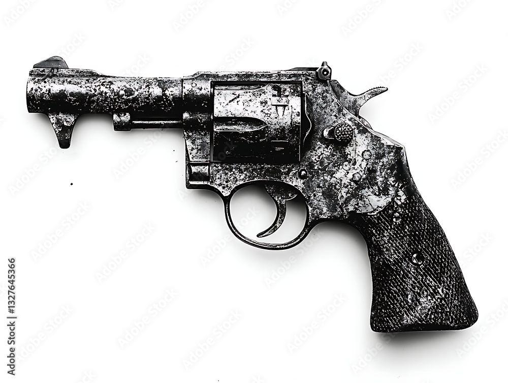 Poster Old rusted revolver on white background – Wall Art | UkPosters