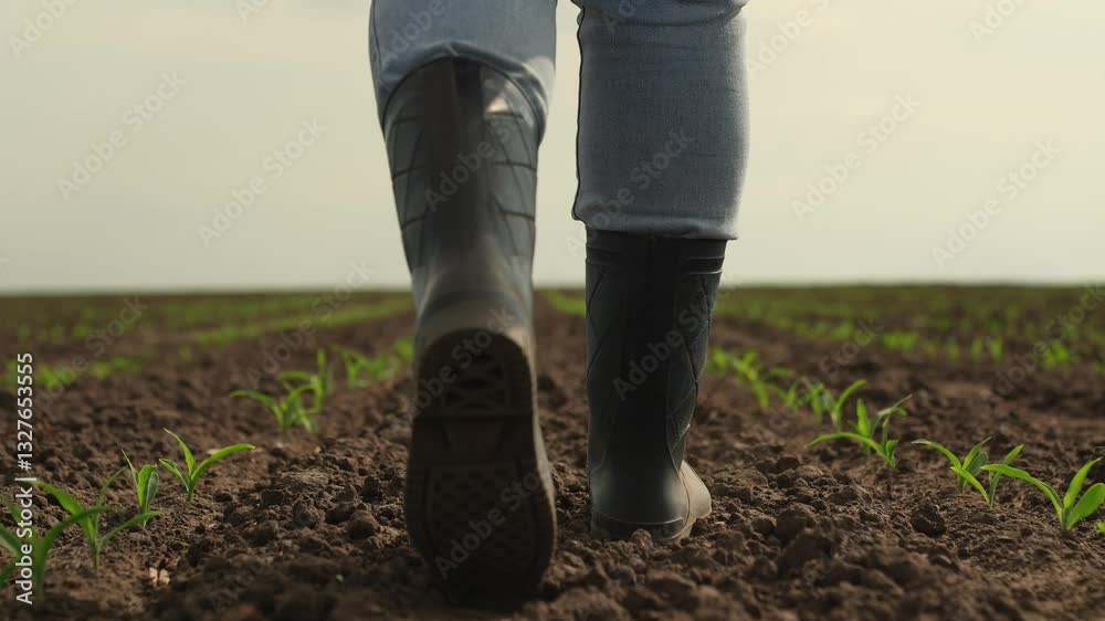 rubber boots corn field, farmer business, dust boots summer, sprout ...