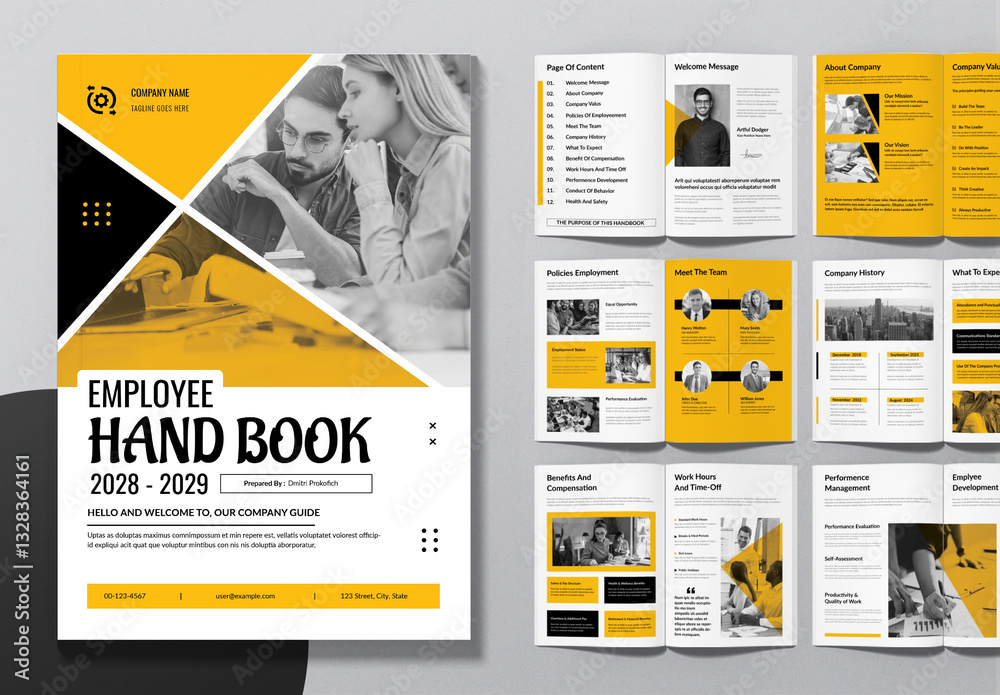 Professional Employee Handbook Layout Stock Template | Adobe Stock