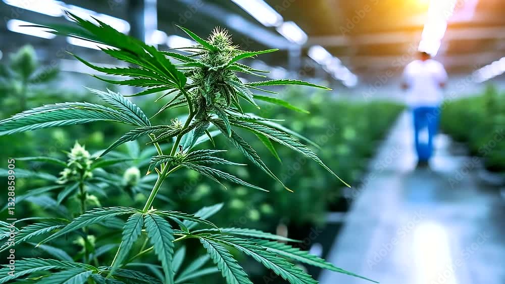 A rich blue cannabis plant with stunning, vibrant flowers and leaves ...