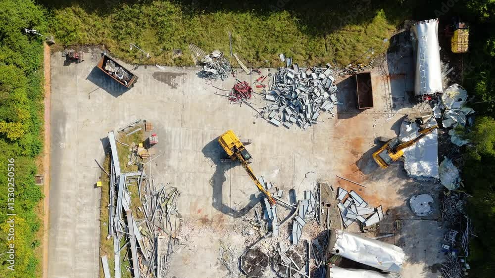 Environmental cleanup. Chemical plant demolition and recycling of metal ...