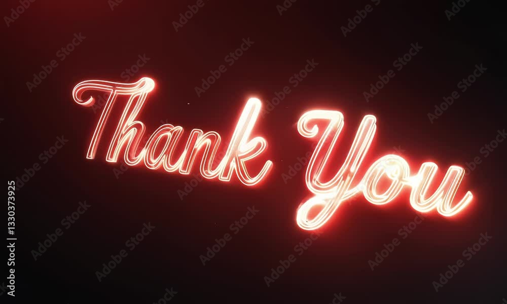 animated thank you text greeting card with red light effect, 4k ...