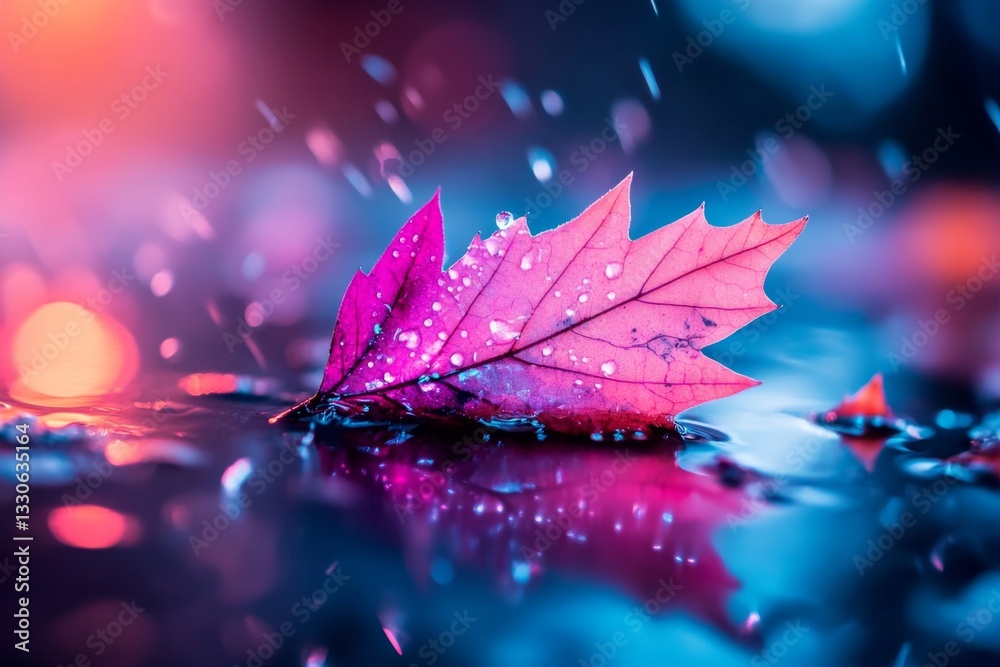 Poster A symbolic image of a leaf dissolving in a puddle of acid rain ...