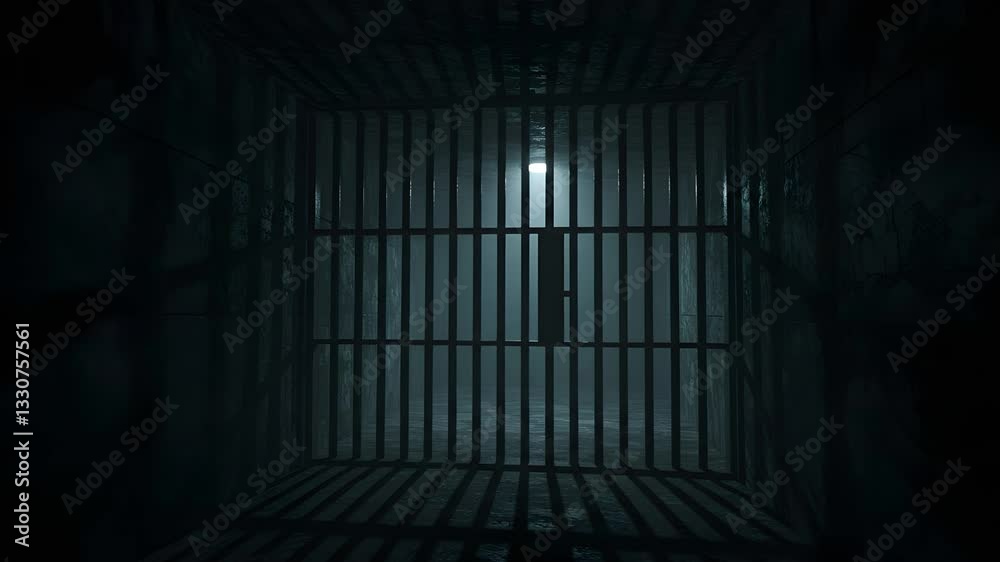 Prison Cell Bars Casting Shadows: Symbolizing Confinement and Loss of ...