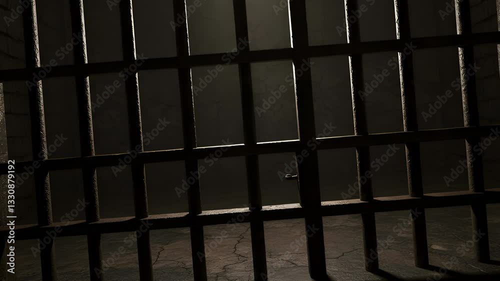 Prison Cell Bars Casting Shadows: Symbolizing Confinement and Loss of ...