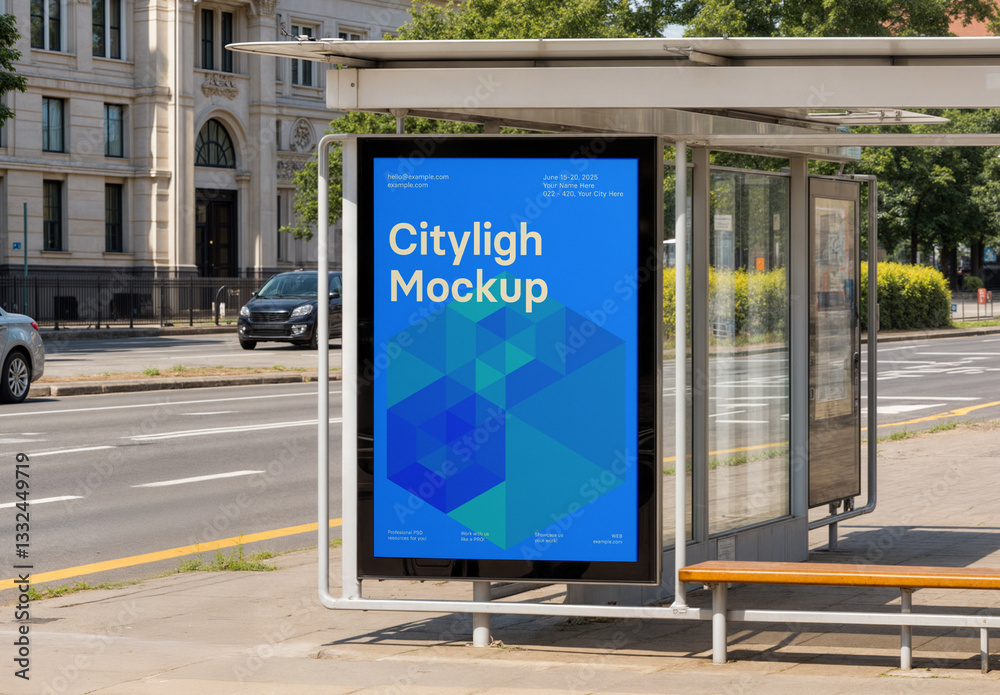 Bus Stop Poster Mockup Stock Template | Adobe Stock