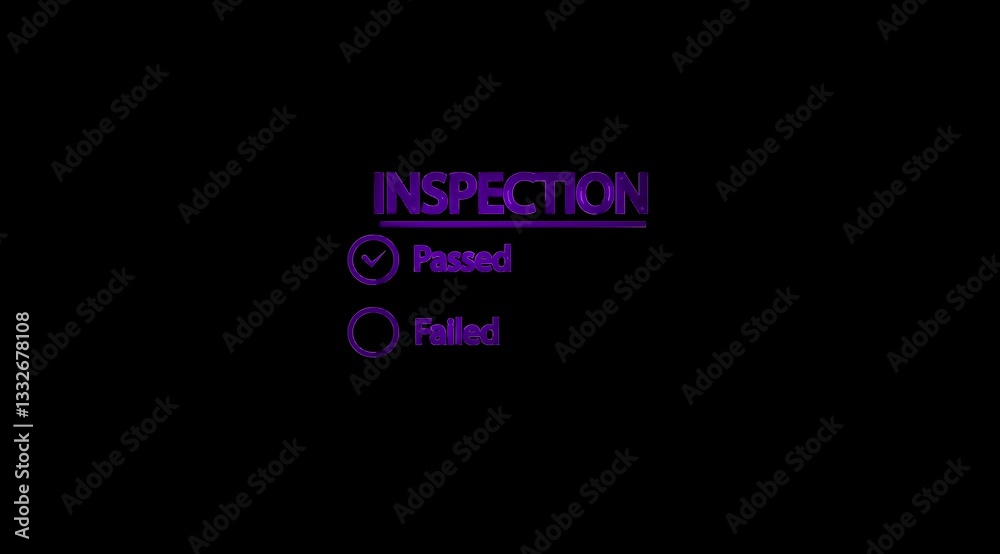 Glowing neon Passed inspection Round Check List with black background ...
