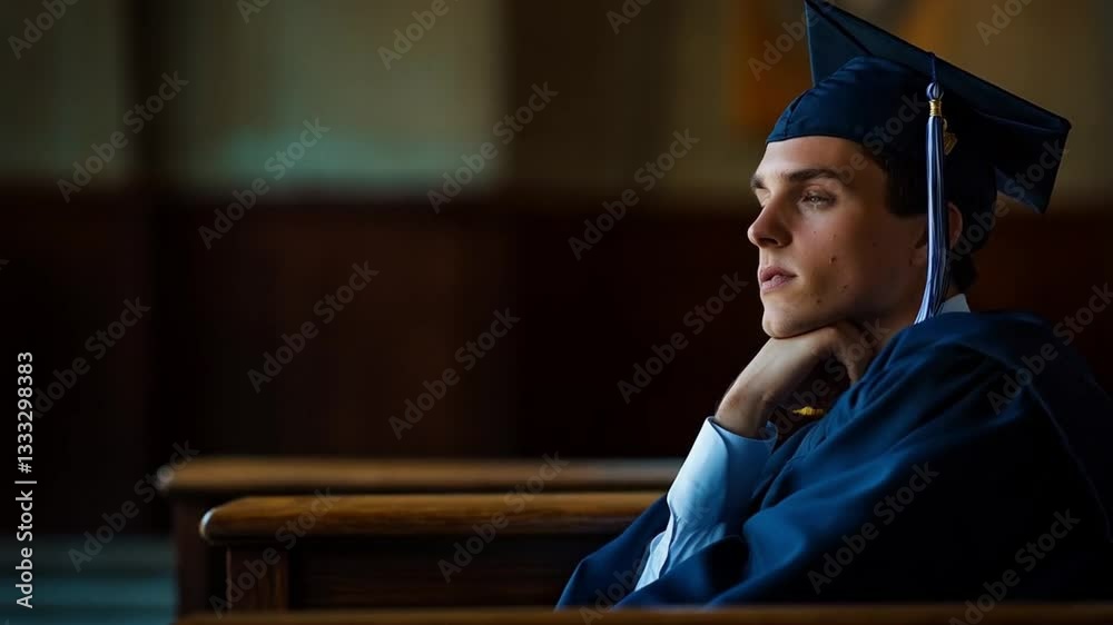 The man beamed with pride as he donned his graduation cap and gown ...