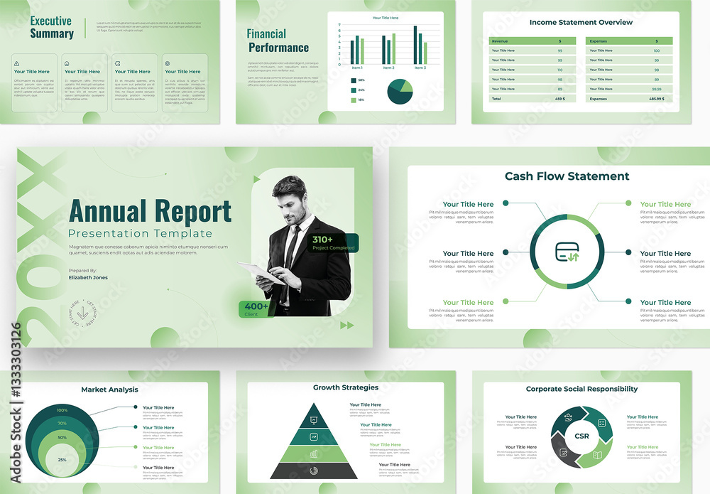 Company Annual Report Presentation Slide Layout Stock Template | Adobe ...