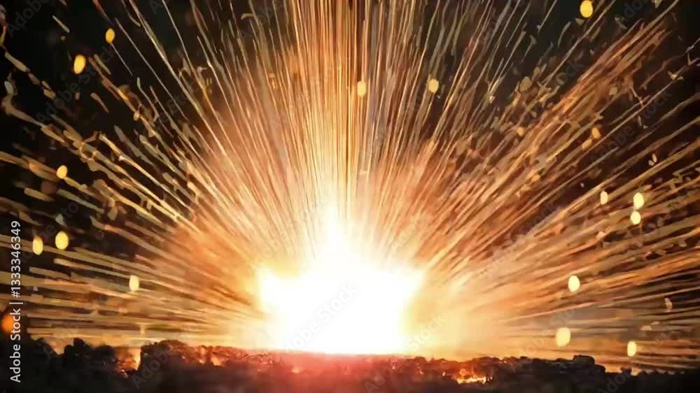 Sparks flew into the air as the metal was struck, illuminating the dark ...