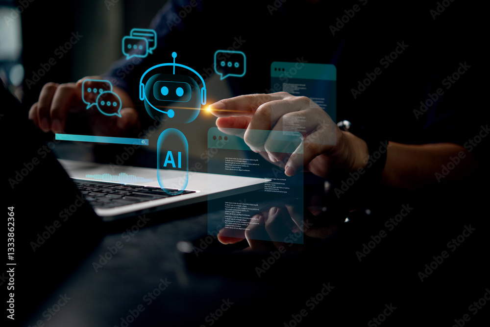 AI machine learning chatbot technology assisting users with automated ...