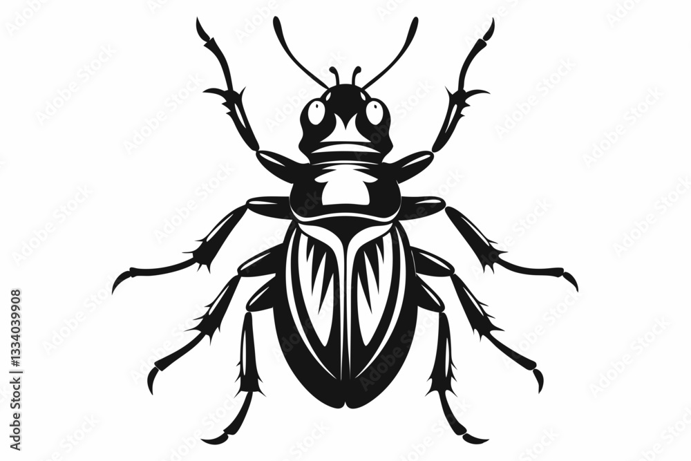 Poster bombardier beetle line art silhouette vector illustration – Wall ...