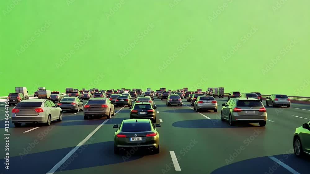 Traffic Jam on Highway: A multitude of vehicles, representing different ...