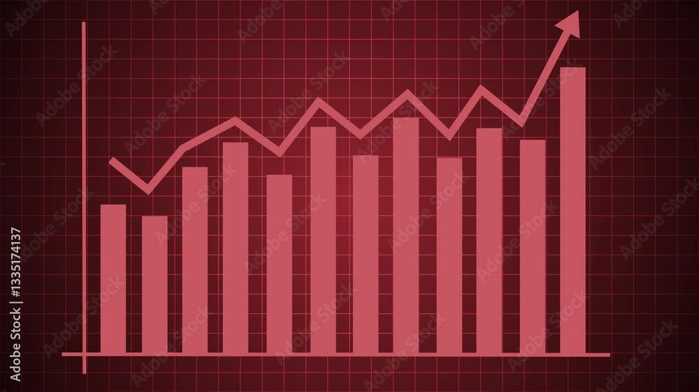 Red Bar Chart Showing Upward Trend Animation, A bar chart with an ...