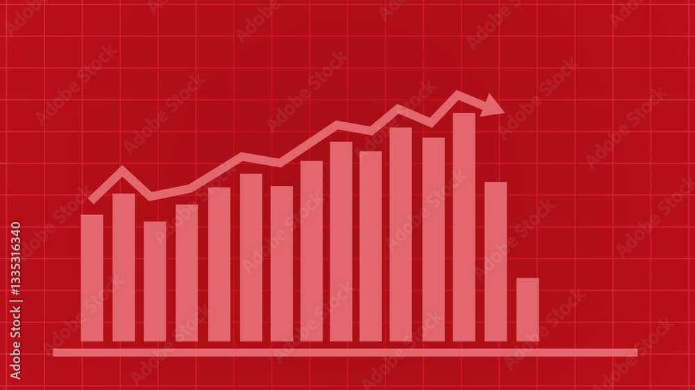 Positive Business Bar Chart with Upward Trend Line Animation, A bar ...