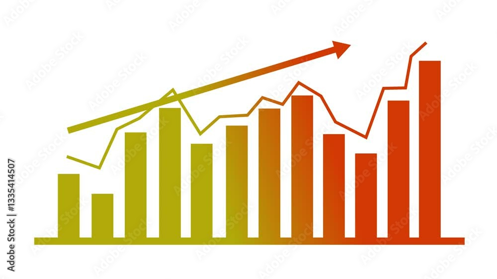 Business Bar Chart with Fluctuating Line Graph, Business bar chart with ...