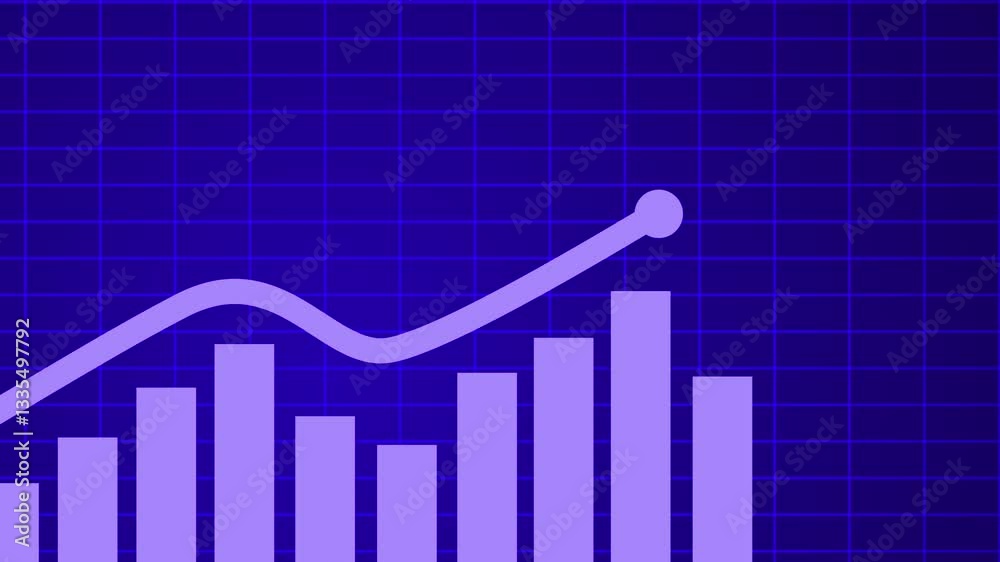 Vidéo Stock Grid with Bar and Line Graph Animation, A grid background ...