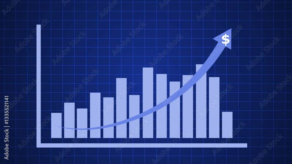 Financial Growth Bar Chart with Upward Arrow, A graph with a rising bar ...