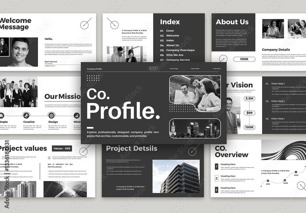Company Profile Presentation Template Layout Stock Template | Adobe Stock